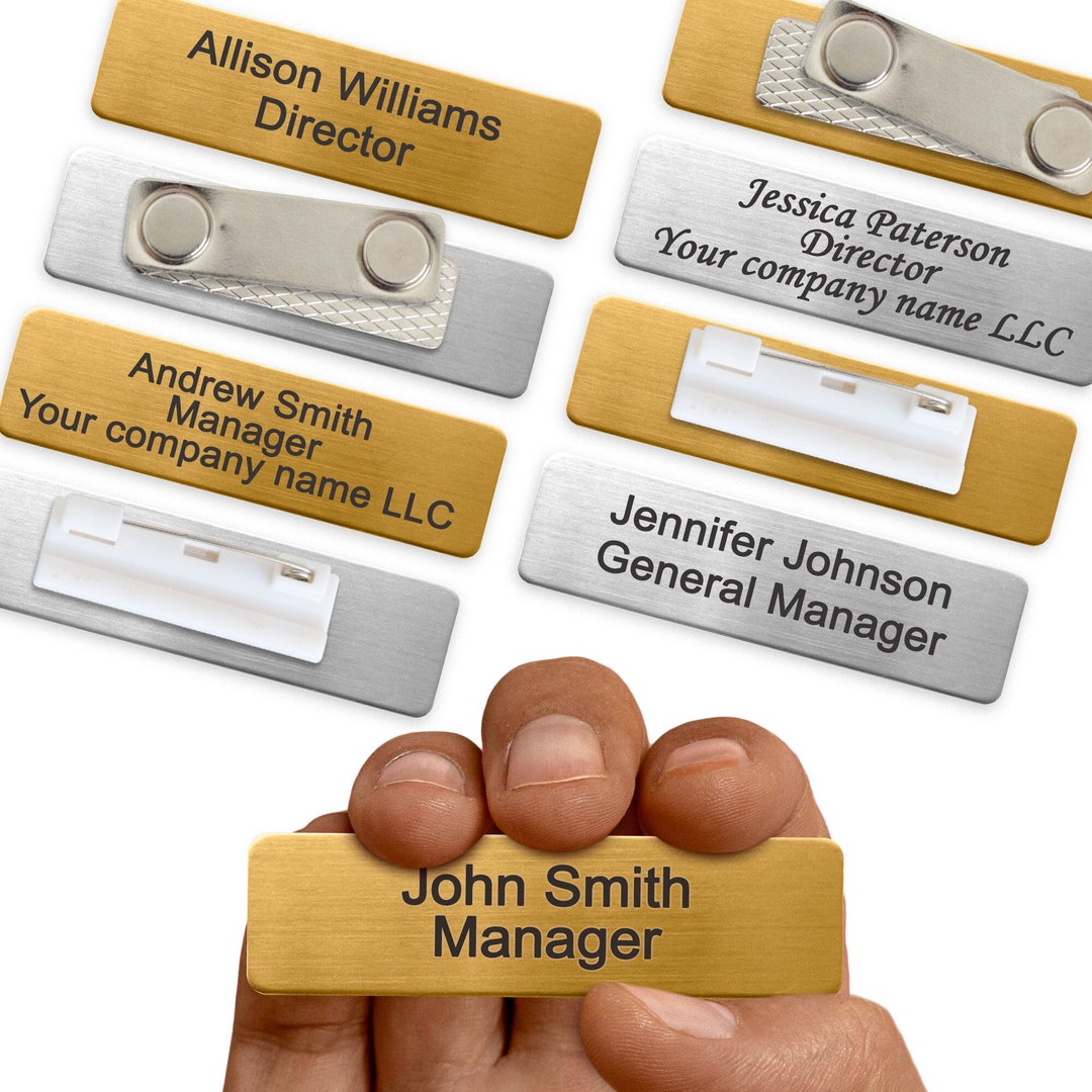 Custom Engraved Name Identification Badge, Personalized Magnetic Name ...