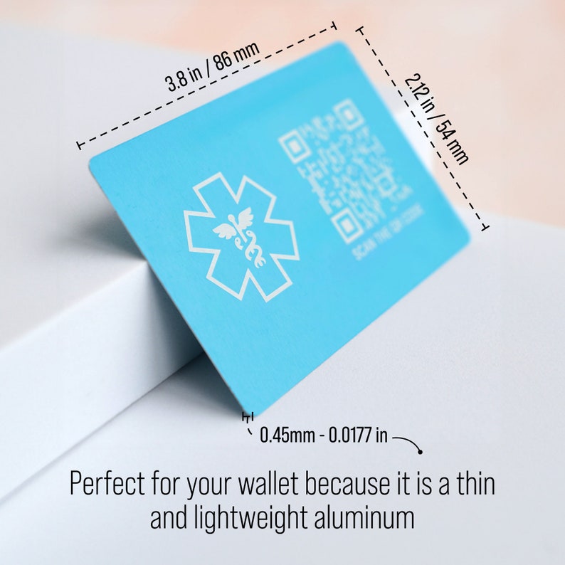 Medical ID Smart QR Code Card for Wallet, Custom Emergency Contact ...