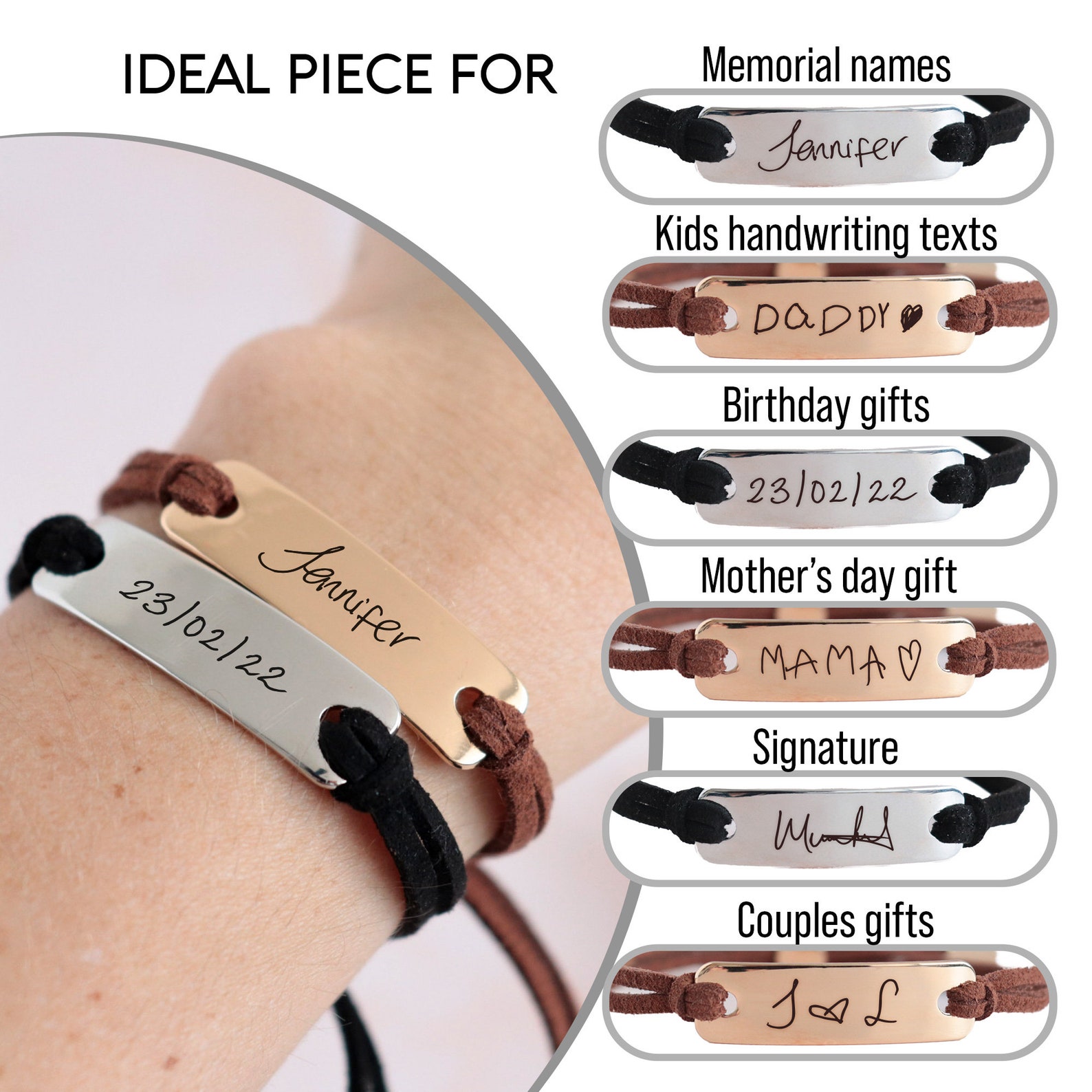 Custom Handwritten Remembrance Bracelet, Personalized Memorial Cord ...