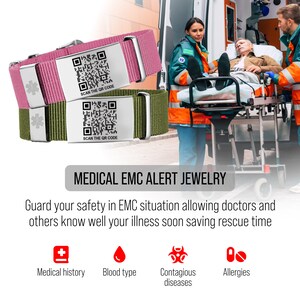 QR Code Smart Emergency Bracelet, Personalized Scannable Safety Medical ...