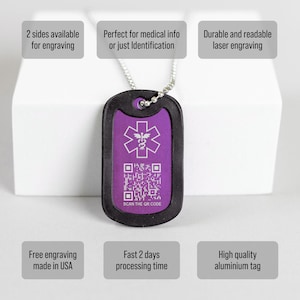 Medical ID Smart QR Code Necklace for Men & Women, Custom Scannable ...