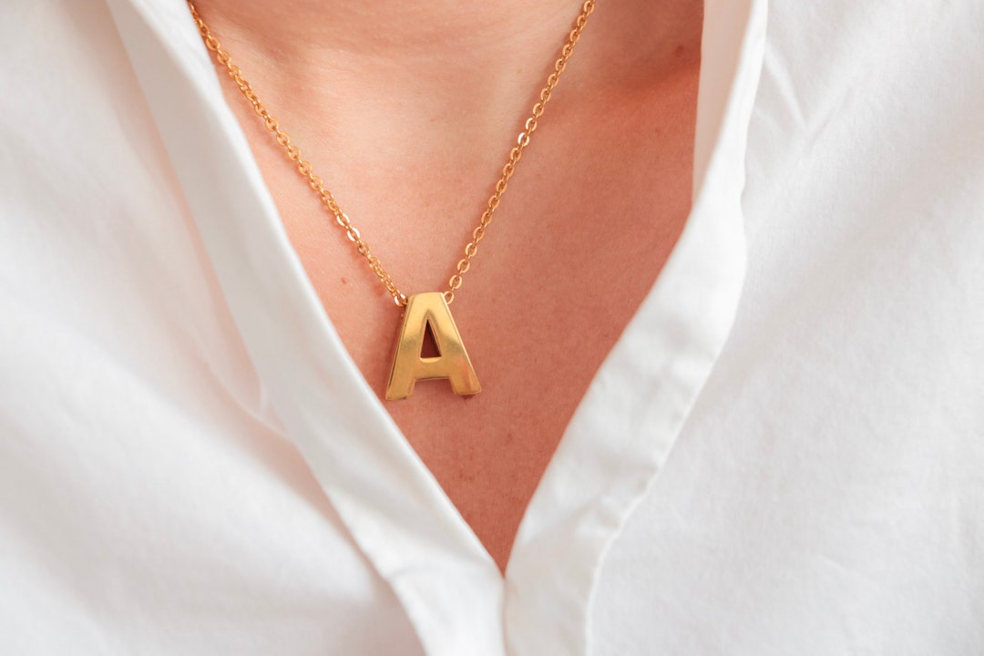 Custom Small Initial Necklace, Custom Name Necklace, Letter Charm ...