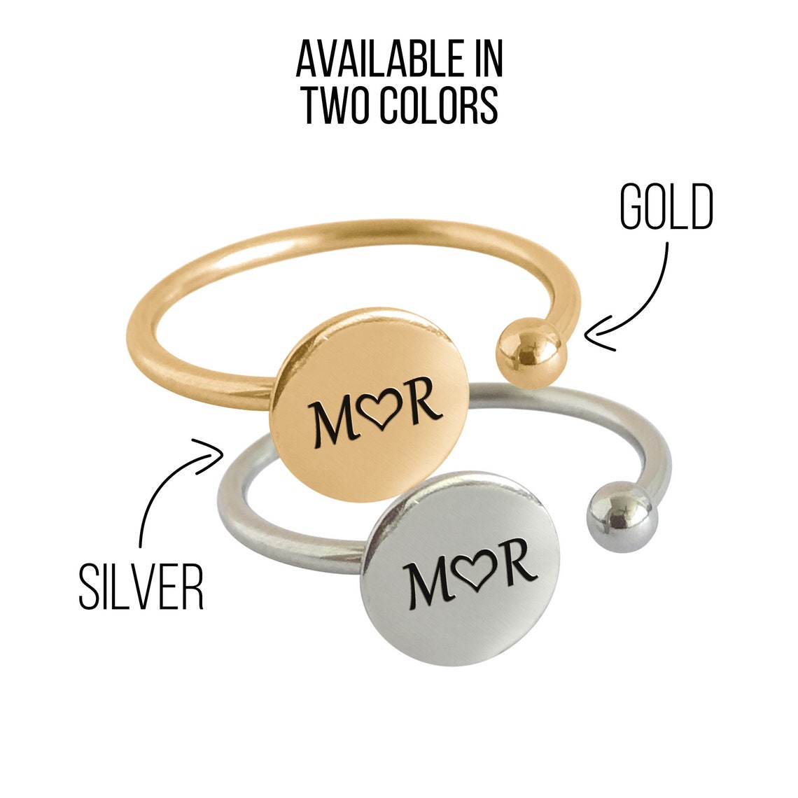 Custom Engraved Ring, Adjustable Personalized Ring, Stainless Steel ...