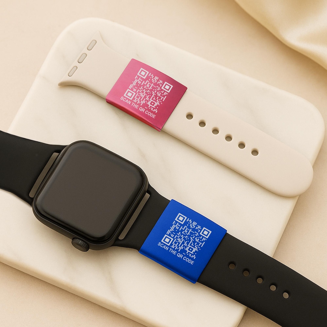Custom Alert Smart QR Code ID Tag for Watch Band, Engraved Apple Watch ...
