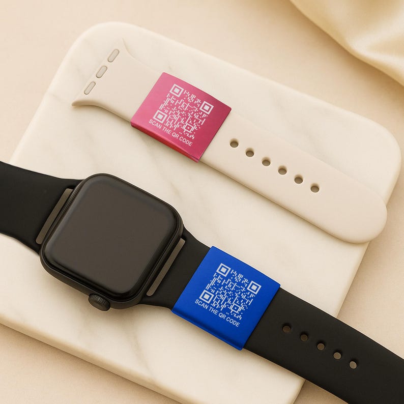 Custom Alert Smart QR Code ID Tag for Watch Band, Engraved Apple Watch ...
