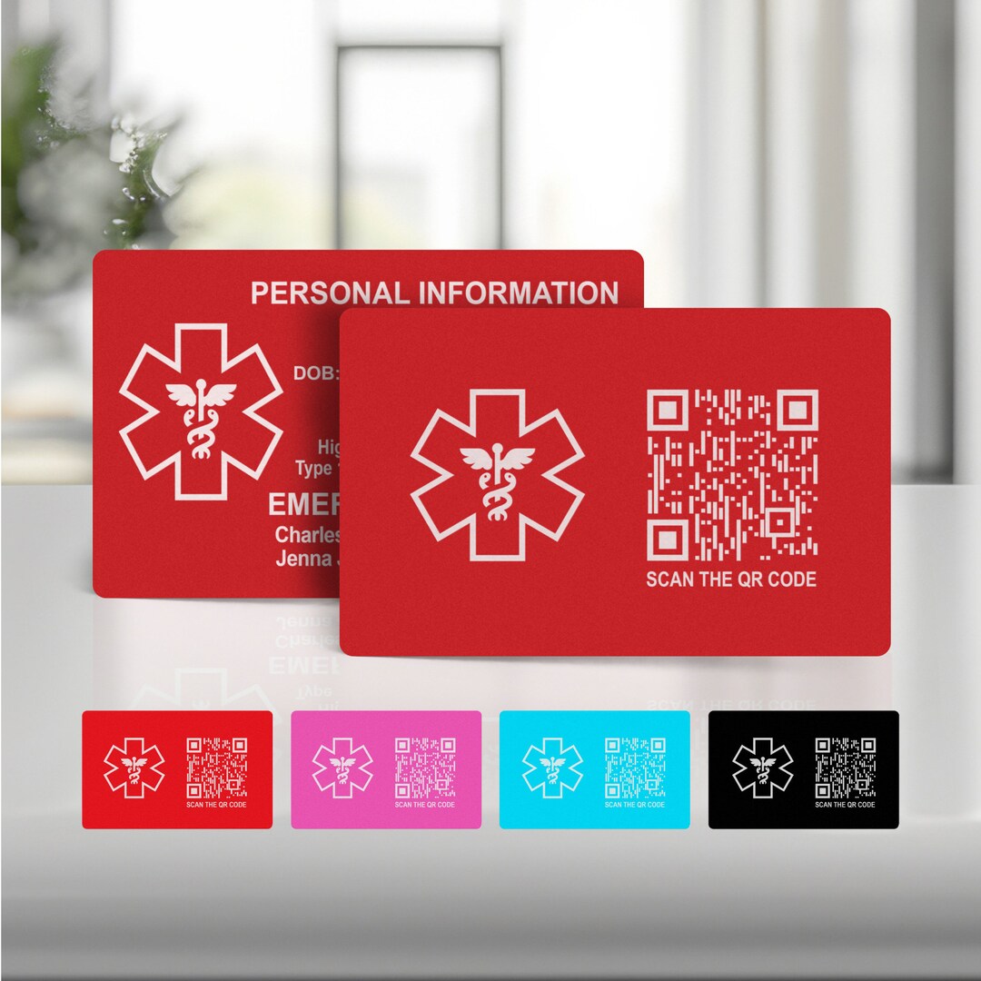 Medical ID Smart QR Code Card for Wallet, Custom Emergency Contact ...