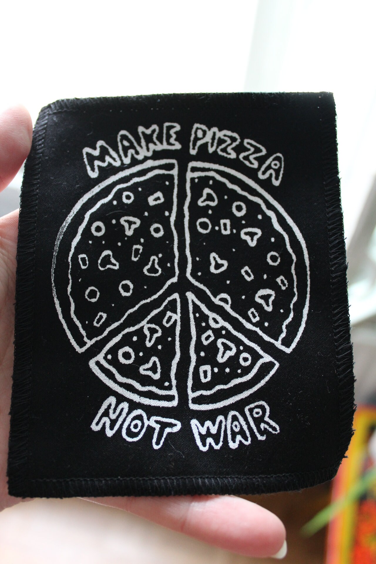 Make Pizza Not War Screen Printed Sew on Patch | Etsy
