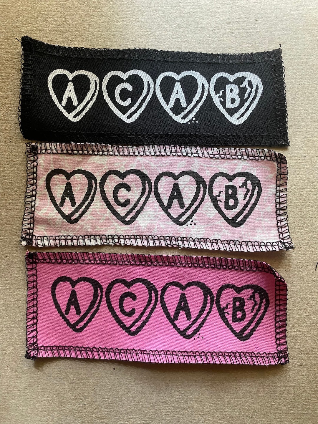 ACAB Hearts - Screen Printed Sew on Patch - Etsy