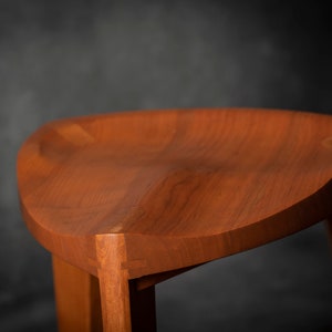 Cherry Wood Bar Stool - Three-legged Stool - Carved Seat - Counter ...