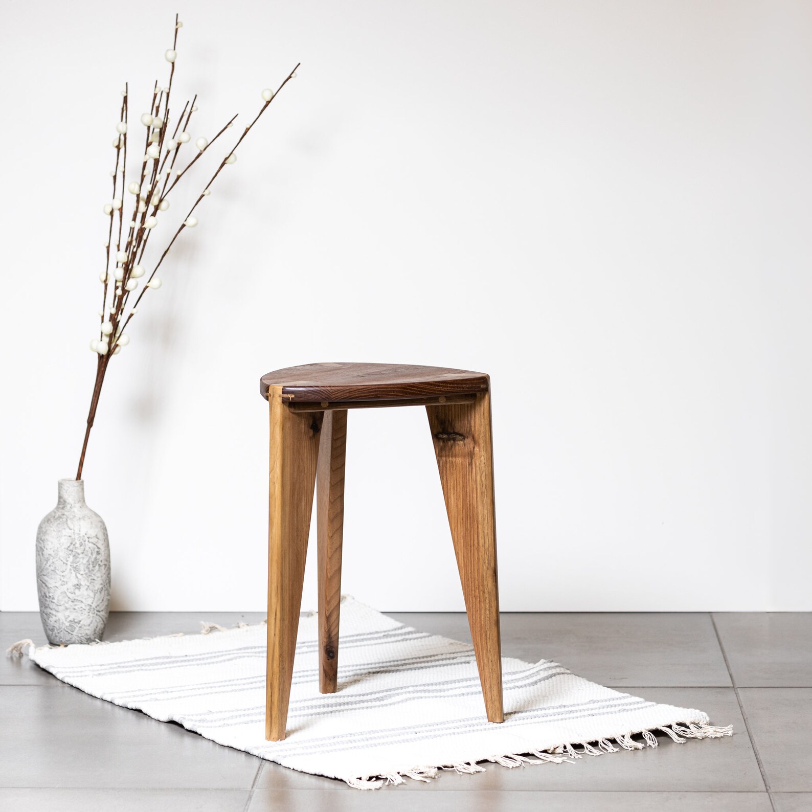 Walnut Stool Flat Seat Height 45 Cm 18 Free Shipping - Etsy UK