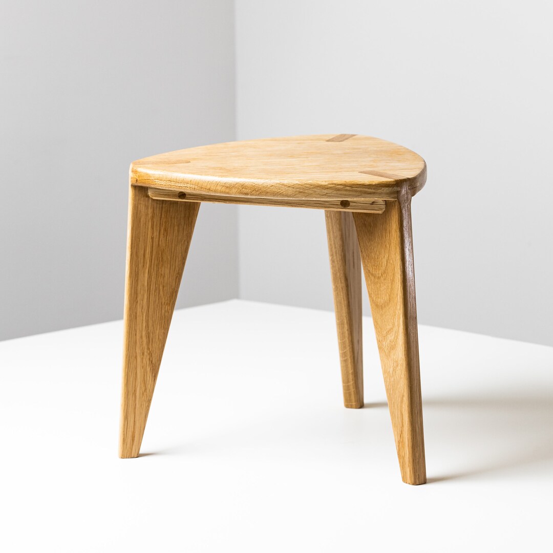 Three Legged Stool Oak Step Stool Free Shipping Oak Wood - Etsy