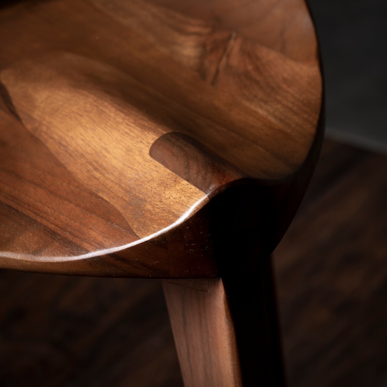 Hikari Solid Walnut Stool – Carved Handmade Seat, Elegant Design - Etsy