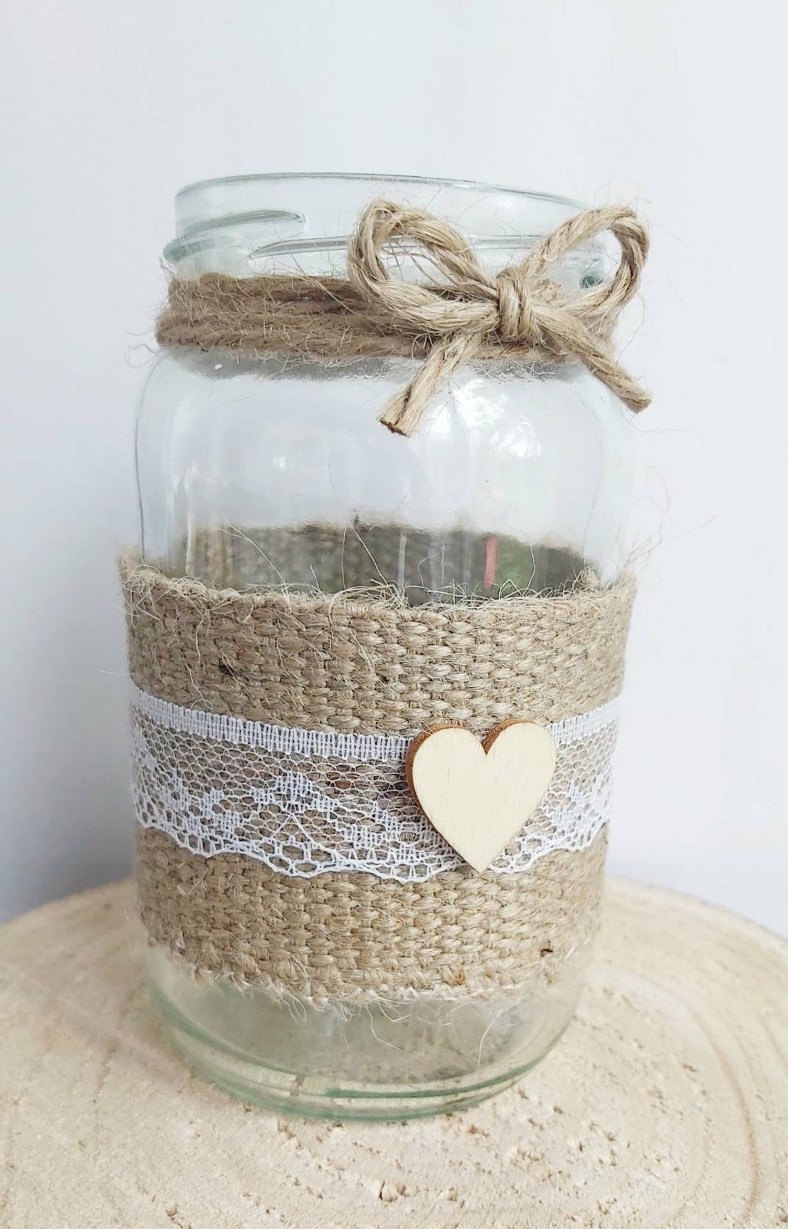 12 Wedding Jars, Decorated Jars, Hessian, Burlap,white Lace, Rustic ...