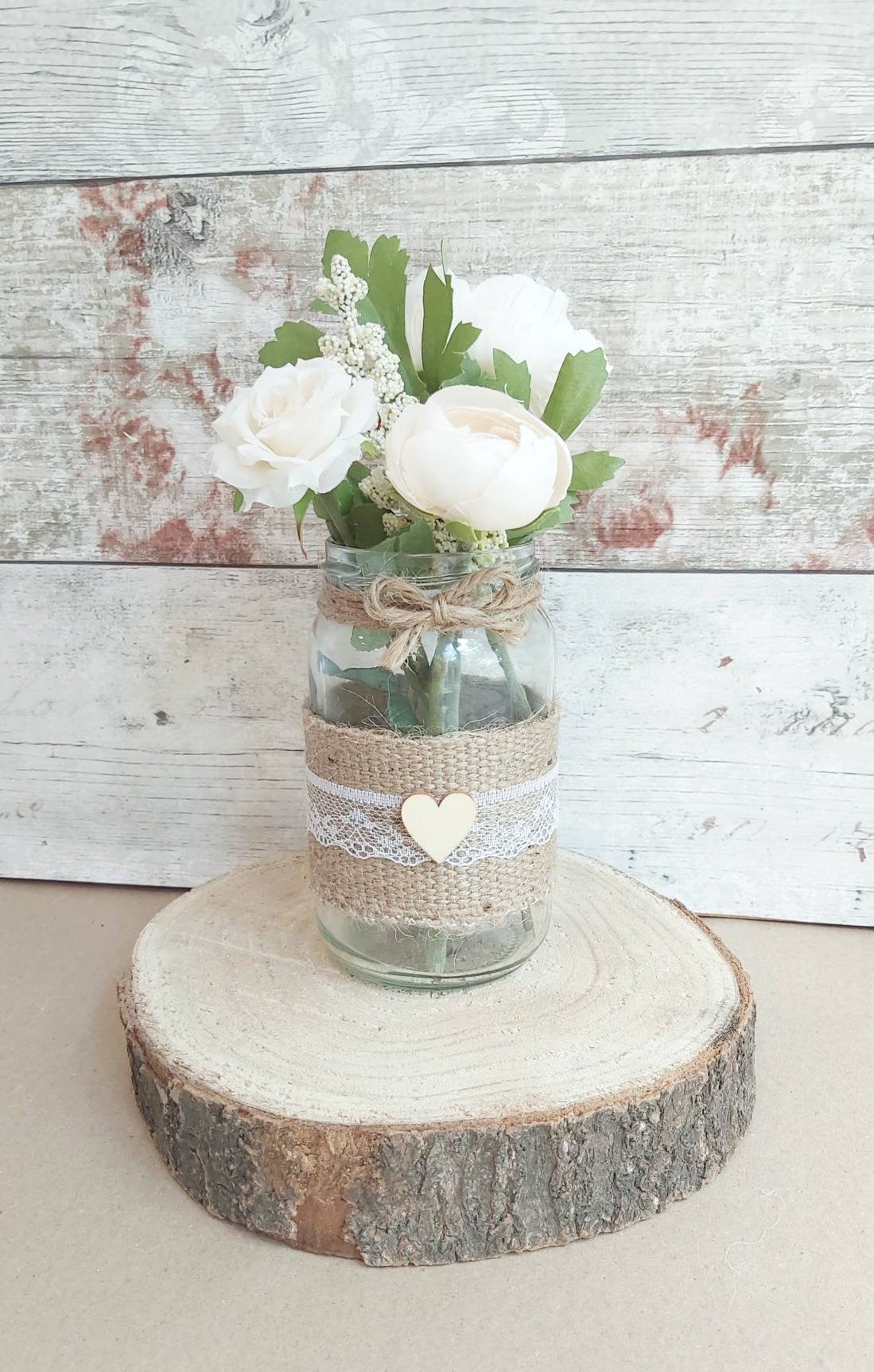 12 Wedding Jars, Decorated Jars, Hessian, Burlap,white Lace, Rustic ...