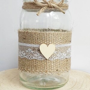 12 Wedding Jars, Decorated Jars, Hessian, Burlap,white Lace, Rustic ...