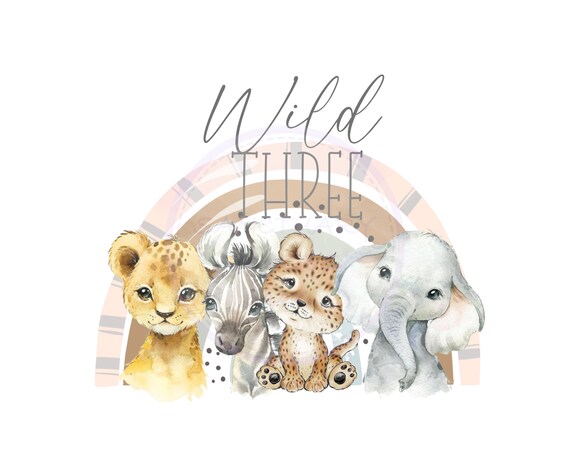 Wild Three Jungle Animals PNG Animal Birthday Sublimation - Etsy