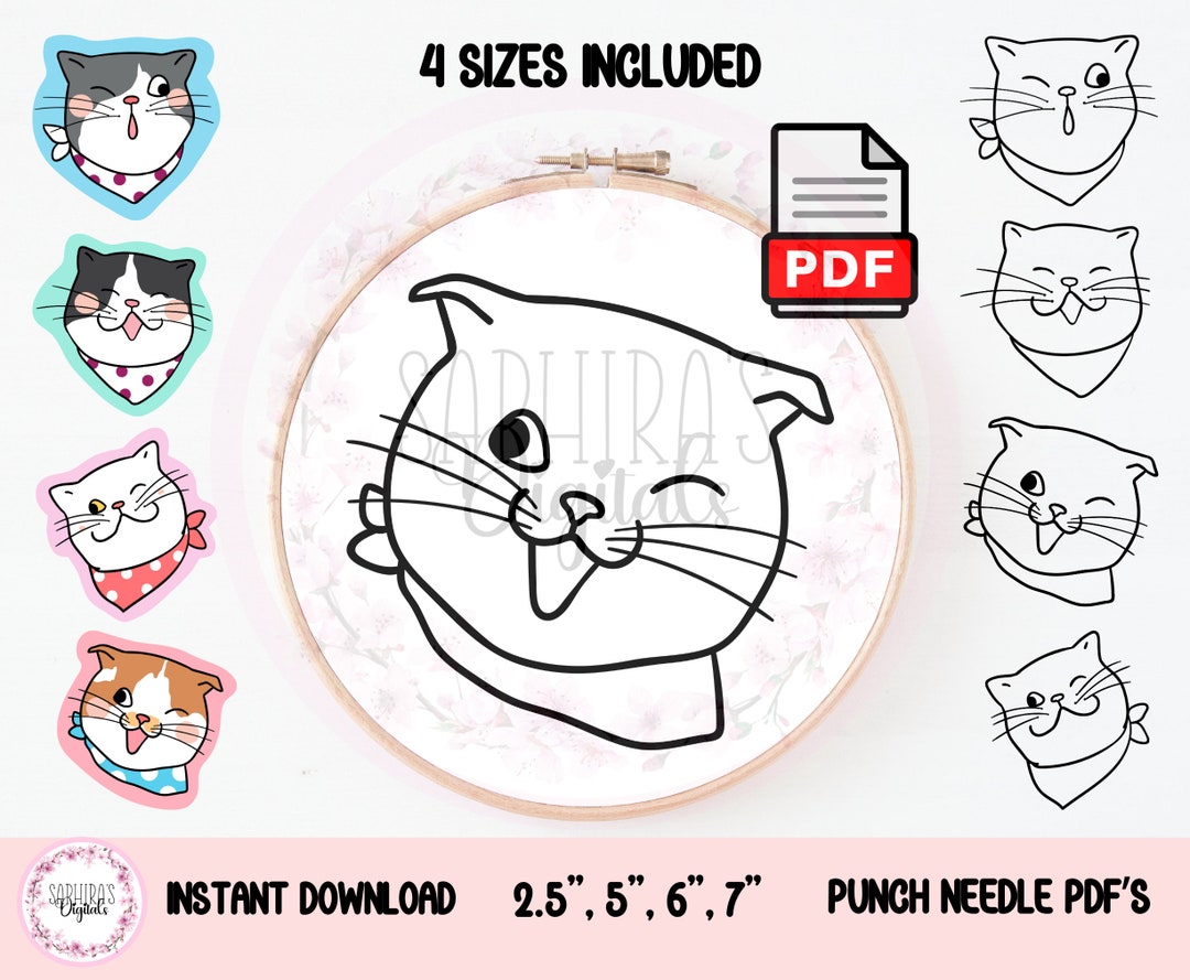 Cats Punch Needle PDF Pattern for Beginners in 4 Sizes - Etsy UK
