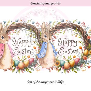 Set of 2 Peter Rabbit, Flopsy Bunny Easter PNG, Animal Sublimation ...