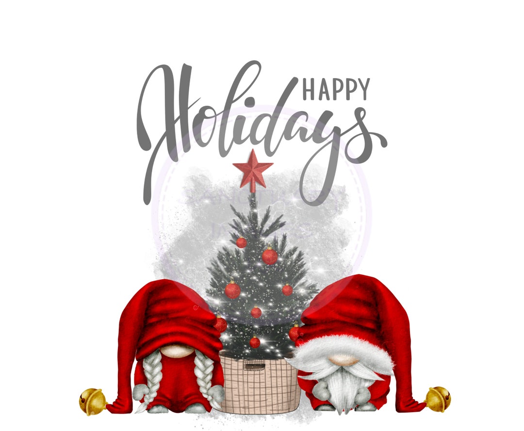 Happy Holidays and Blank Version Christmas Gnomes PNG, Christmas ...