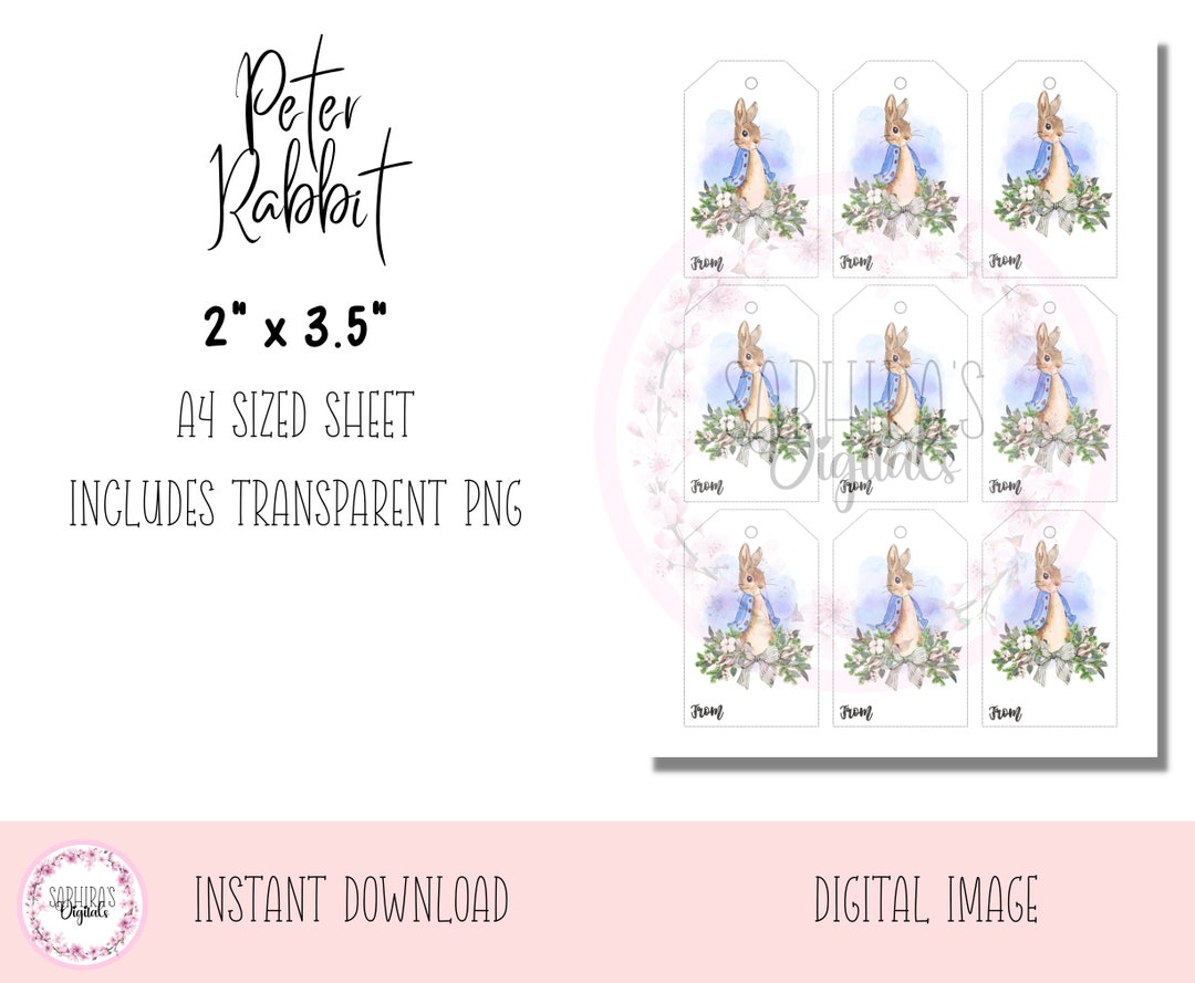 Peter Rabbit Gift Tag Printable Holiday Party Favour Tag - Etsy