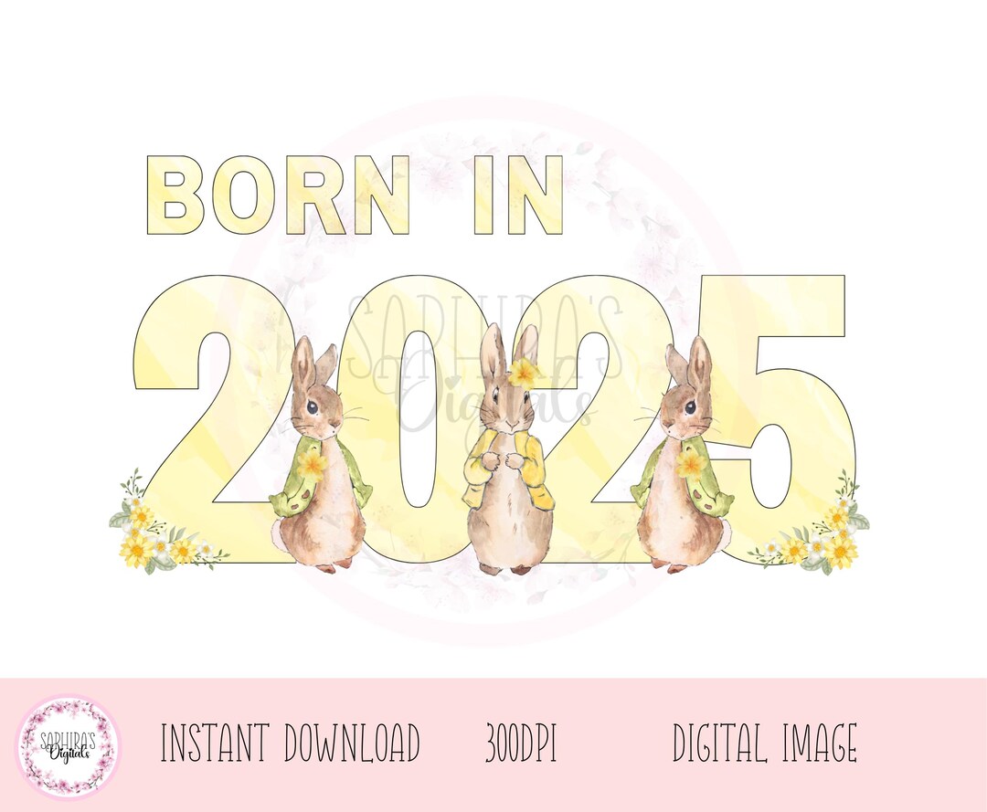 Watercolour Born in 2025 PNG, Birthday New Baby Sublimation Design ...