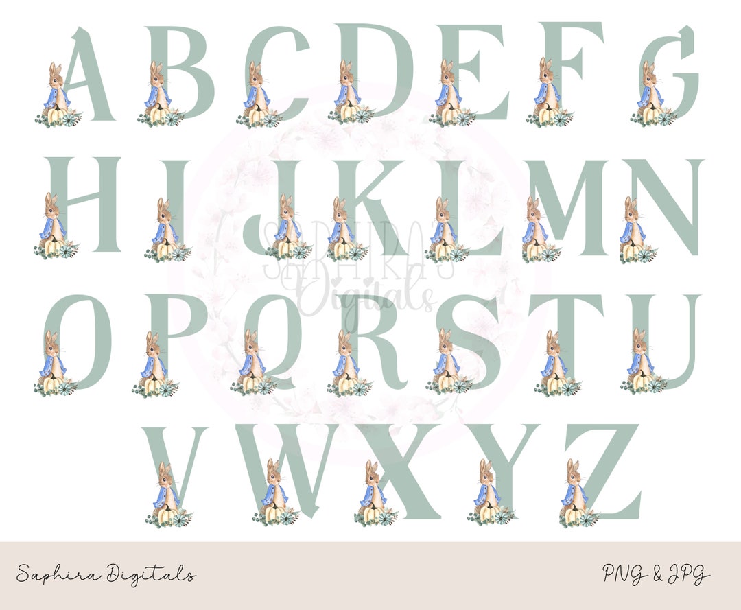 Peter Rabbit Alphabet, Transparent PNG and Jpeg With White Background ...