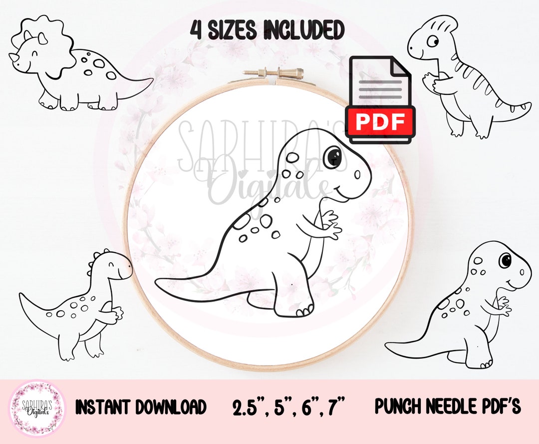 Dinosaurs Punch Needle PDF Pattern for Beginners in 4 - Etsy