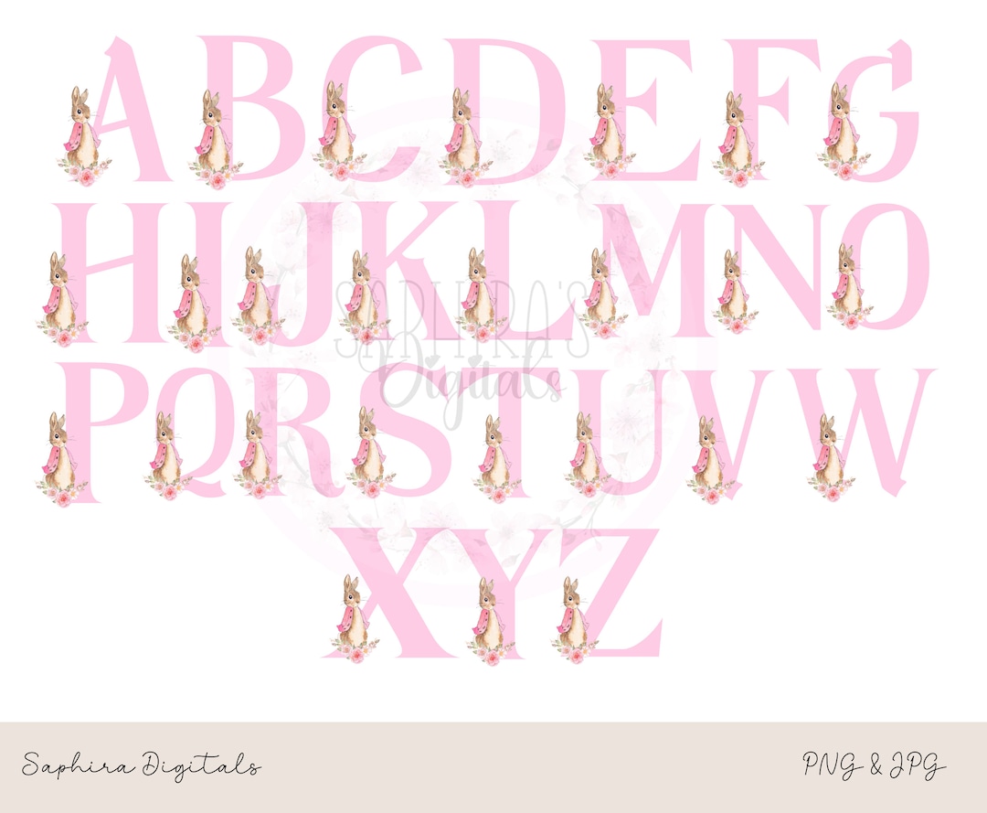 Flopsy Bunny Alphabet, Transparent PNG and Jpeg With White Background ...