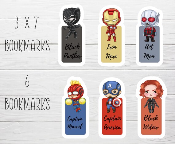 Marvel 03 Inspired Bookmarks Printables Set of 6 Bookmarks - Etsy