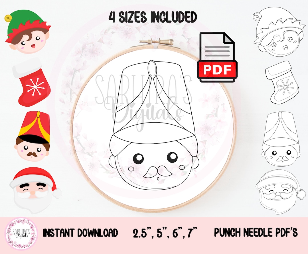 Christmas Punch Needle PDF Pattern for Beginners in 4 Sizes, Instant ...