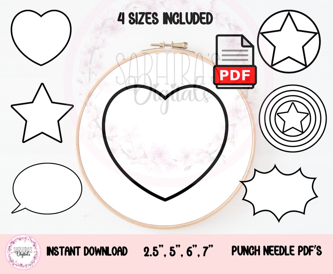Shapes - Punch Needle PDF Pattern for Beginners - in 4 Sizes, Instant ...