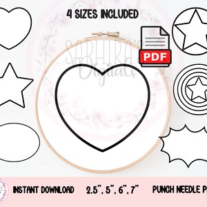 Shapes Punch Needle PDF Pattern for Beginners in 4 Sizes, Instant ...