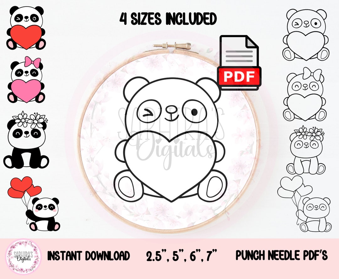 Panda - Punch Needle PDF Pattern for Beginners - in 4 Sizes, Instant ...