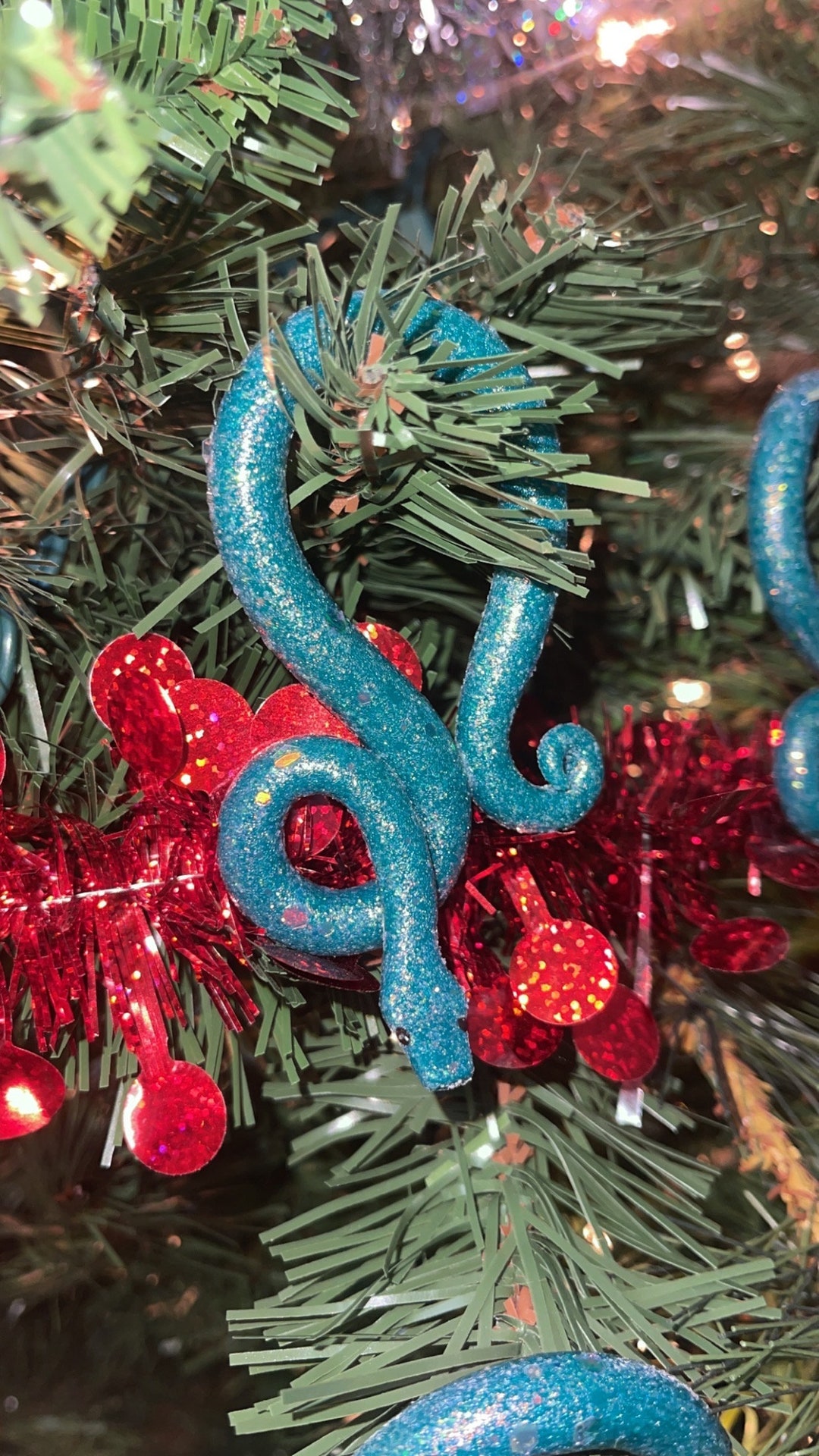 Glittery Greenblue Christmas Tree Snake / Snake Decor/snake - Etsy