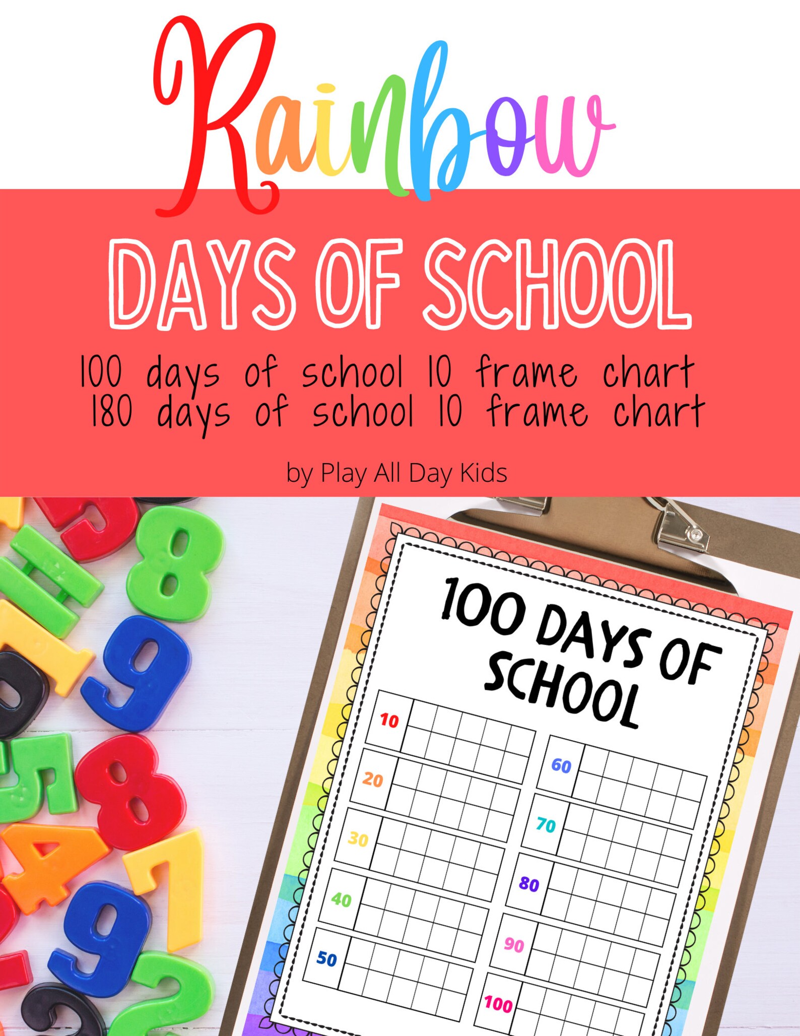 DIGITAL DOWNLOAD: Rainbow Days of School Counting Chart Poster - Etsy