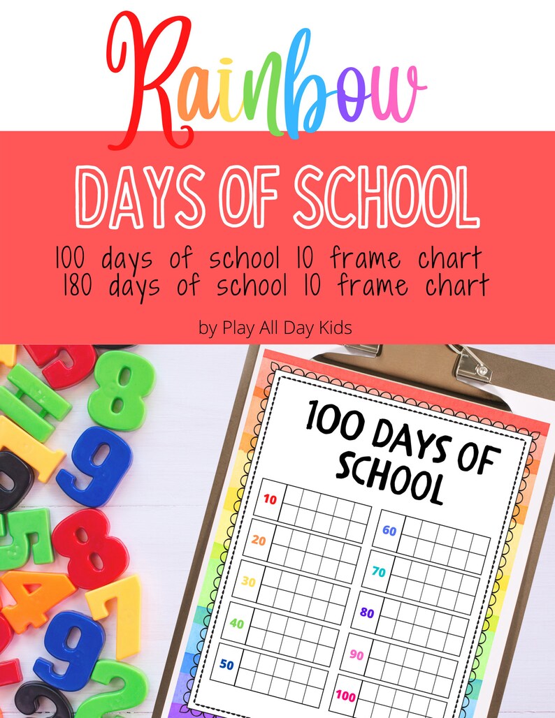 Rainbow 100 Days of School Chart: Ten Frame Poster (digital Download ...