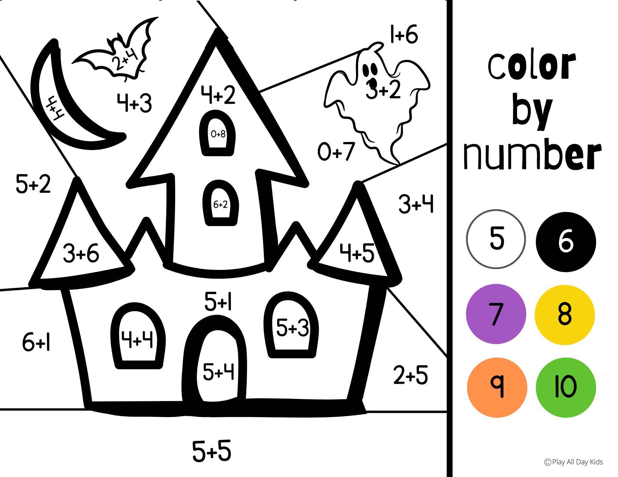 Christmas Color By Number Addition
