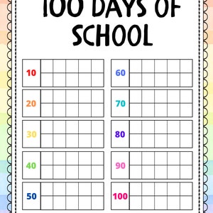 DIGITAL DOWNLOAD: Rainbow Days of School Counting Chart Poster / 100 ...