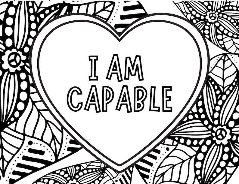 Affirmation Coloring Pages: Mindful Zentangle Designs (digital Download ...