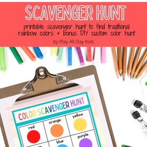 DIGITAL DOWNLOAD: Rainbow Scavenger Hunt / Homeschool / Printables for ...