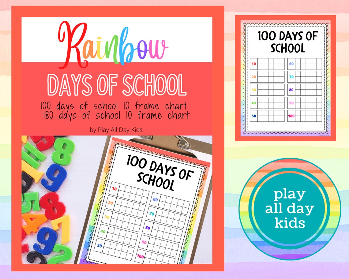 Rainbow 100 Days of School Chart: Ten Frame Poster (digital Download ...