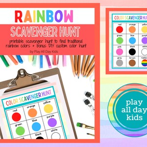 DIGITAL DOWNLOAD: Rainbow Scavenger Hunt / Homeschool / Printables for ...