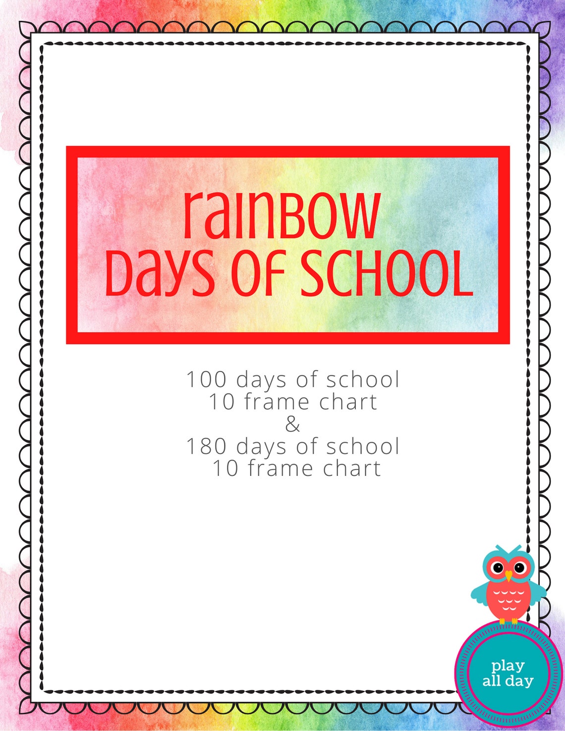 DIGITAL DOWNLOAD: Rainbow Days of School Counting Chart Poster | Etsy