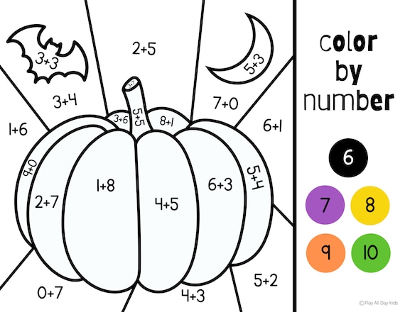Halloween Color By Number Addition