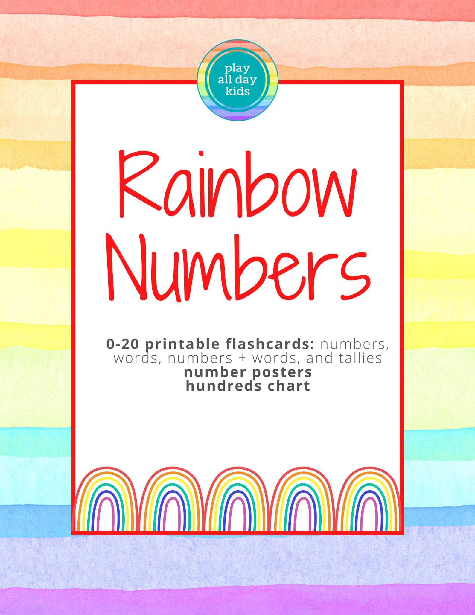 DIGITAL DOWNLOAD: Rainbow Number Cards 0-20 / Math Printables / Number ...