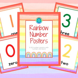 DIGITAL DOWNLOAD: Rainbow Number Posters 0-20 / Math Printables ...