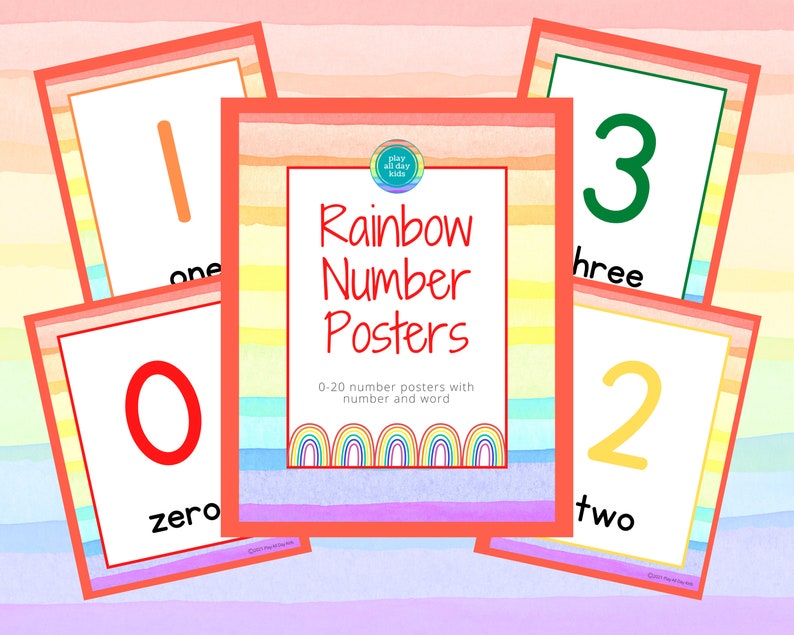 DIGITAL DOWNLOAD: Rainbow Number Posters 0-20 / Math - Etsy
