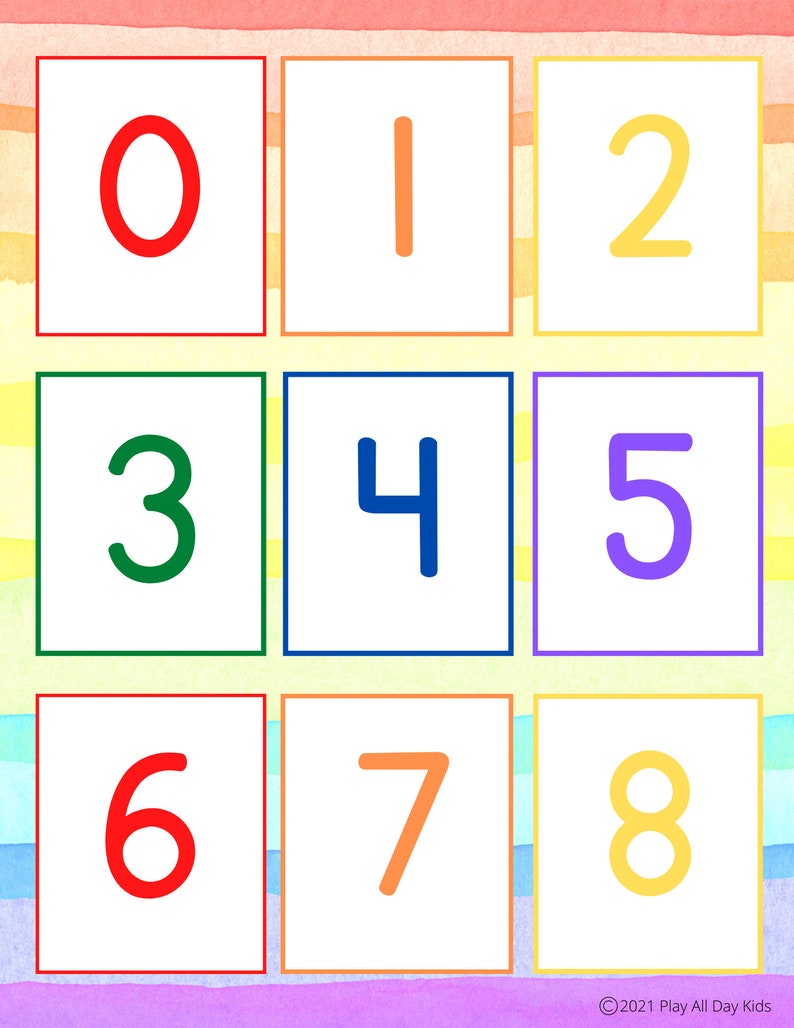 DIGITAL DOWNLOAD: Rainbow Number Cards 0-20 / Math Printables / Number ...