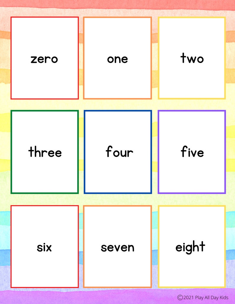 DIGITAL DOWNLOAD: Rainbow Number Cards 0-20 / Math Printables / Number ...