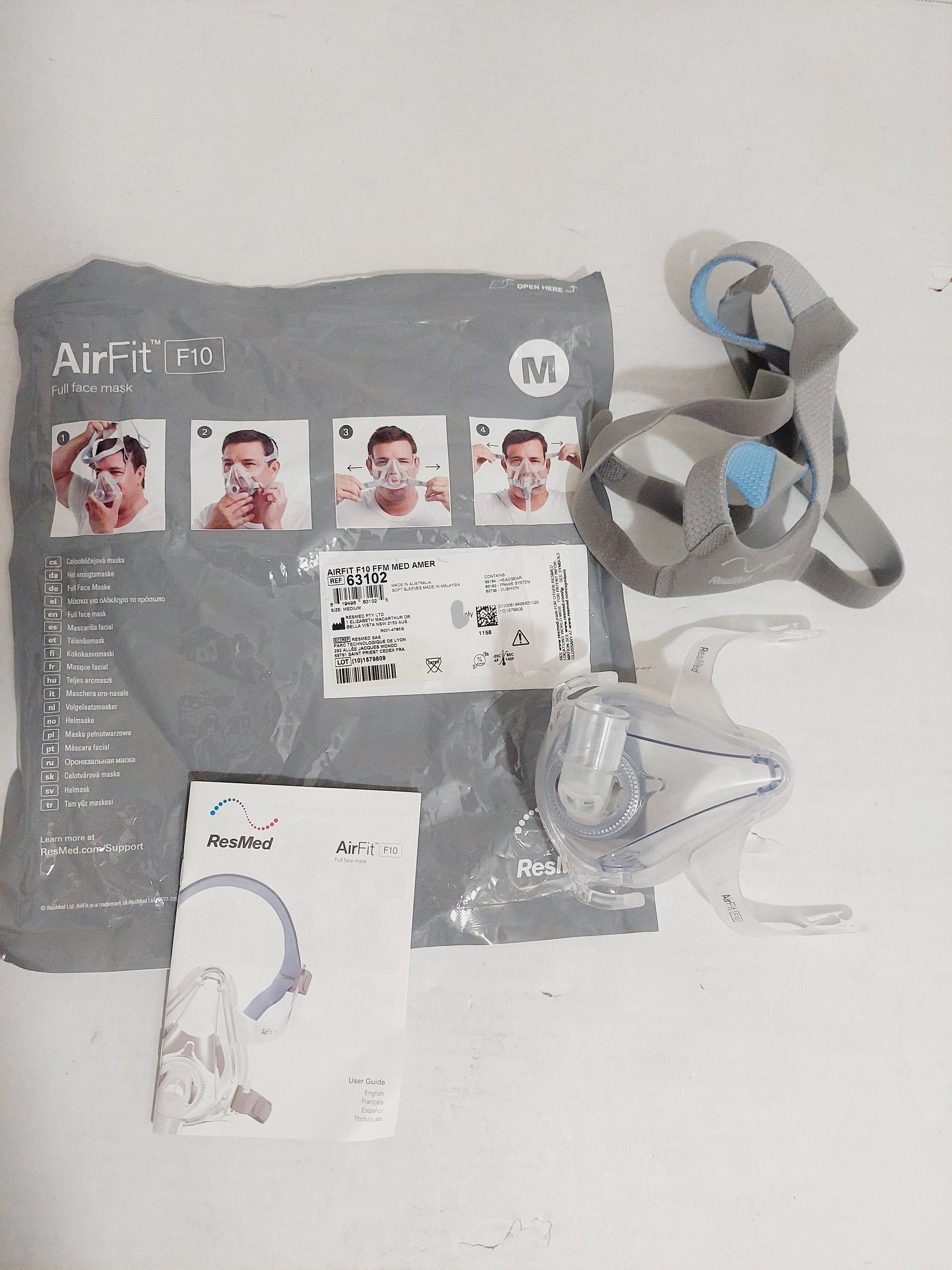 Resmed 63102 Airfit F10 Frame System W/ Medium Cushion New - Etsy